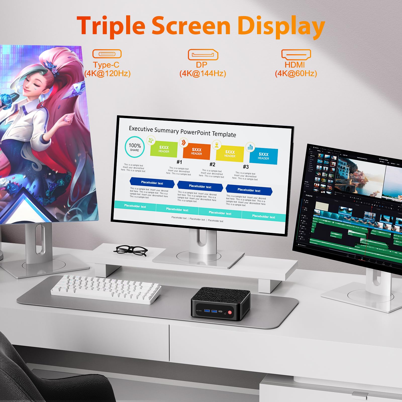 Beelink Mini PC AMD Ryzen 7 5800H (up to 4.4GHz) Mini Computer, SER5 MAX 16GB DDR4 RAM 500GB M.2 PCIe SSD, TDP 54W Mini Desktop WiFi6 BT5.2 Triple Display HDMI+DP+Type-C Office Computer Home Computer