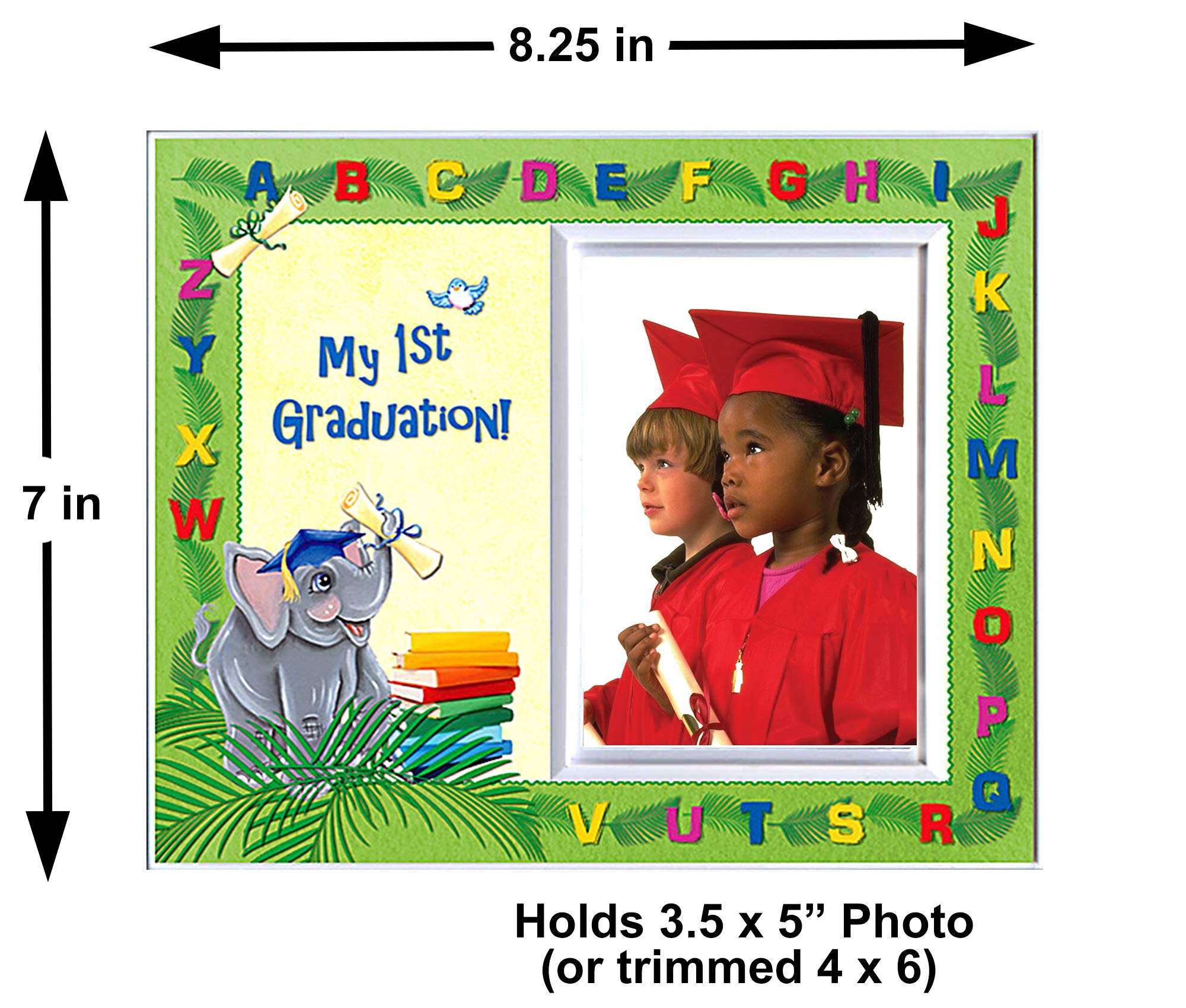 Prek Graduation Kindergarten Preschool Graduation Picture Frame | Colorful and Fun | Holds 3.5 x 5 Photo | First Graduation Keepsake Gift | Innovative Front-Loading Photo | Elephants Design
