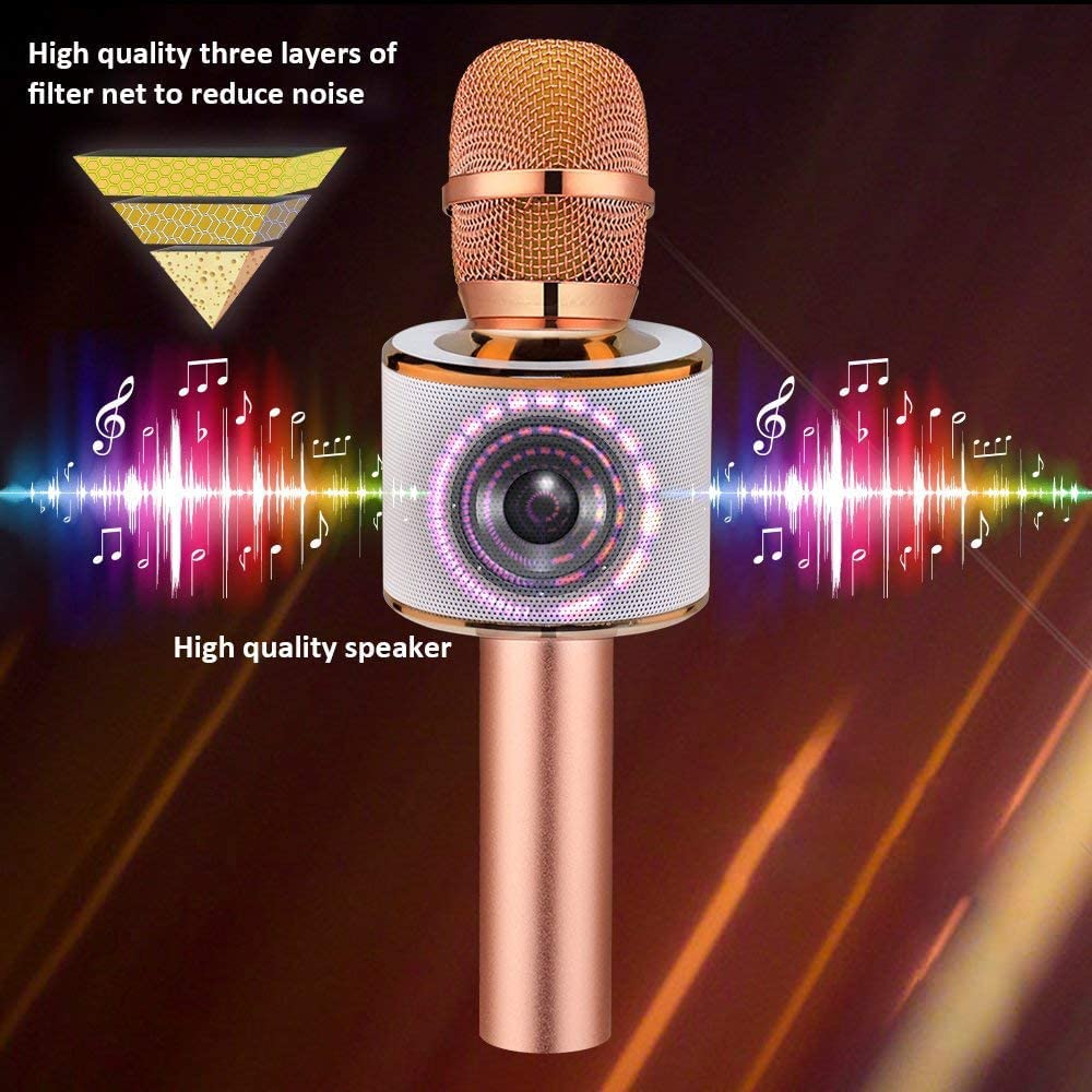 BONAOK 2 of Q37 Karaoke Microphone, Portable Karaoke Machine with Built in Speaker for Kids and Adults