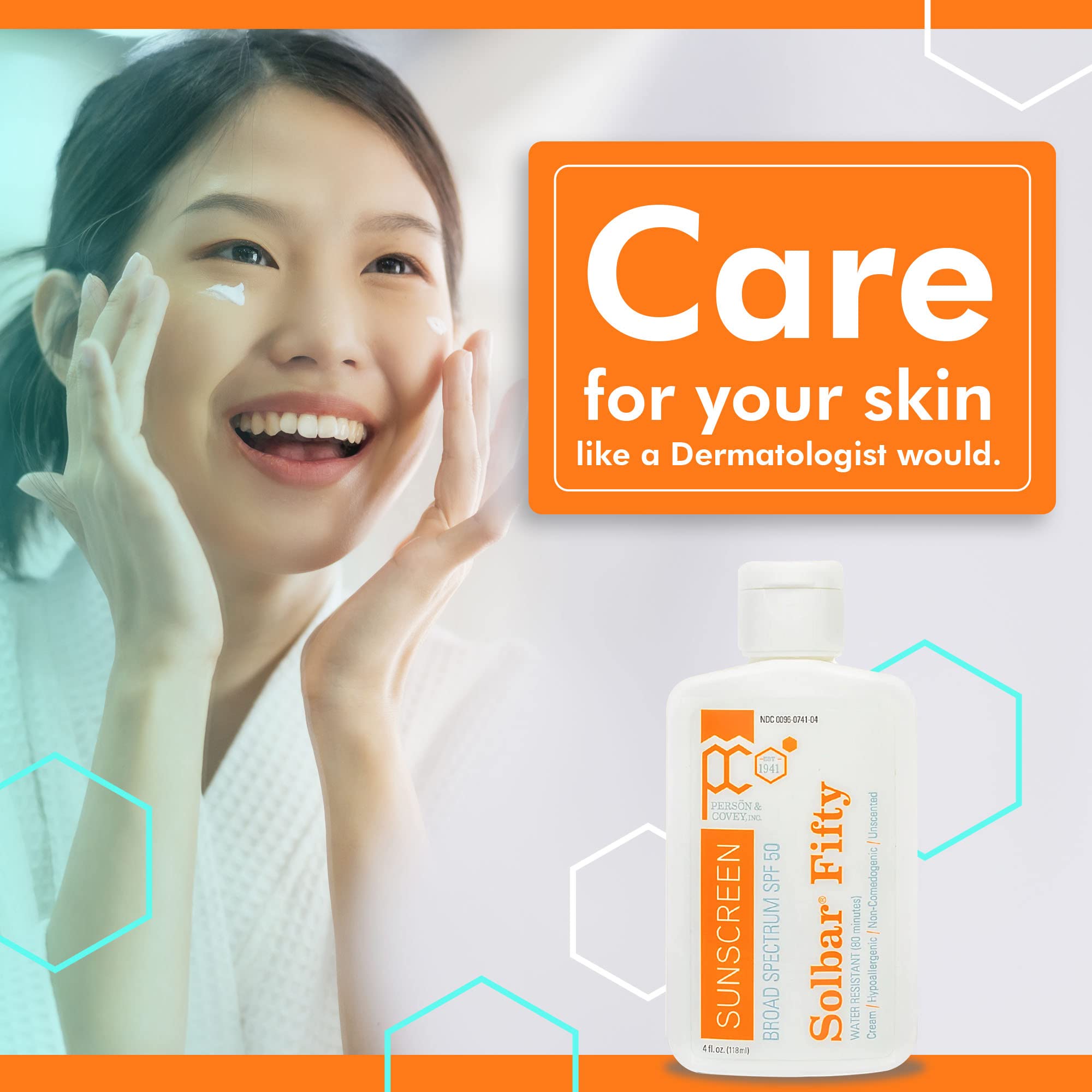 Person & Covey SPF 50 Sunscreen Face & Body Sun Cream - Solbar Fifty Body & Face Sunscreen SPF 50 Broad Spectrum Sunscreen - Water-Resistant Sun Cream, Sun Screen Protector for Face & Body - 4 Fl. Oz.