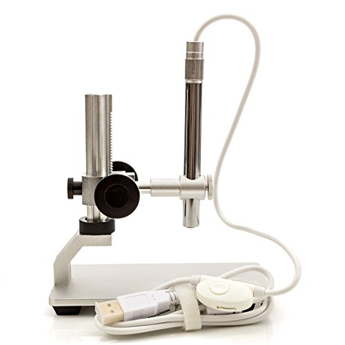 Opti-Tekscope Digital USB Microscope Camera- Advanced CMOS Sensor, True High Definition Macro 200x Zoom Imaging β1600 x 1200, Video, Superior Industrial Quality Base, 8 LED, Windows Mac Linux