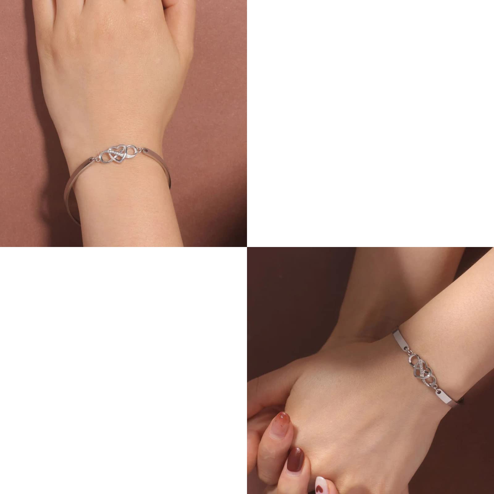beemean Daughter Infinity Bracelet Infinity Love Heart Bracelet for Daughter-in-Law Bracelet with Inspirational Message Card Adjustable Length Bangle Bracelets(daughter)