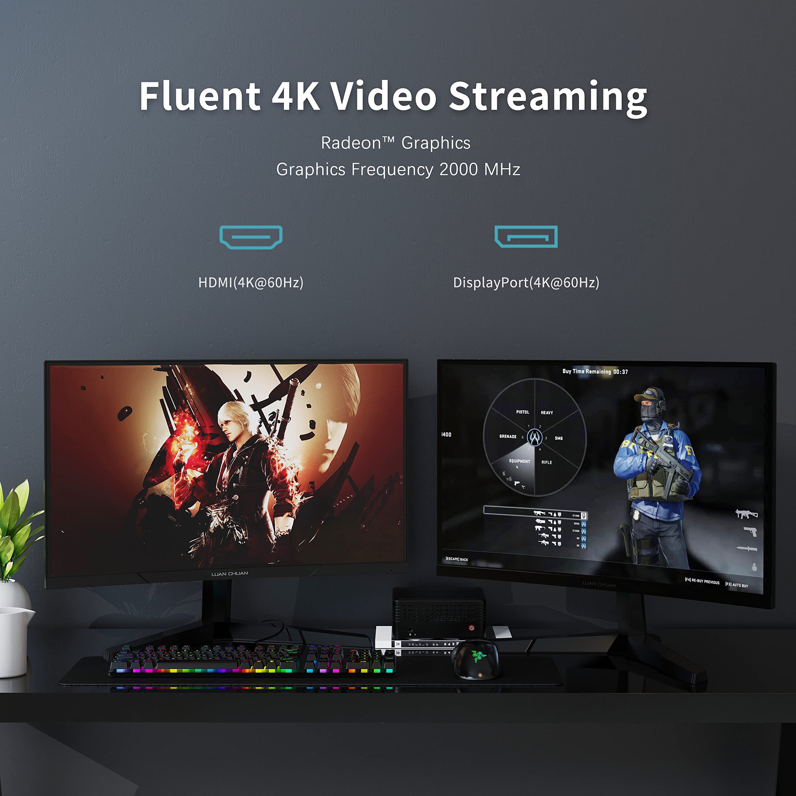 MINISFORUM Elitemini X500 Mini PC AMD Ryzen 7 5700G Desktop Computer, DDR4 16G RAM+512G SSD, HDMI/DP 4K@60Hz Output, 2X RJ45 Port, 4X USB3.1 Port, BT5.1, Radeon Graphics Tower PC