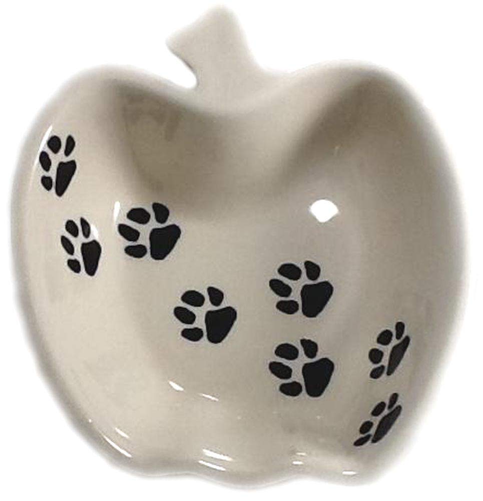 Apple Bowl Shaped Dish Paw Prints Pet Lover Stocking Stuffer Polish Pottery