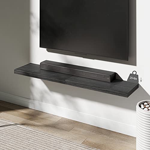 JPND Floating Shelf, Set of 3 Wall Shelf, 36 in W x 12.75 in D x 2 in H Wooden Floating Wall Shelf with Invisible Brackets for Living Room/Bedroom/Bathroom/Kitchen Storage and Decor, Black