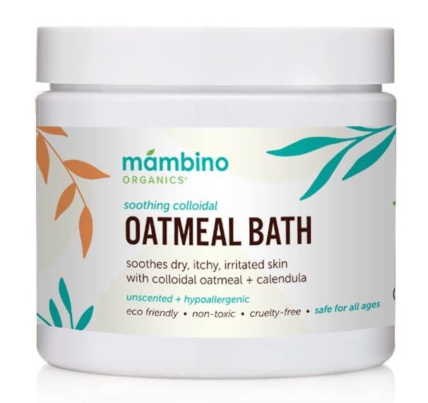 Organic Colloidal Oatmeal Bath Soak – 6 Oz. of Oatmeal Powder for Dry, Irritated, Itchy Skin Relief – Cruelty-Free, Handmade Bath Products for Adults Bath, Kids Bath, or Baby Bath by Mambino Organics