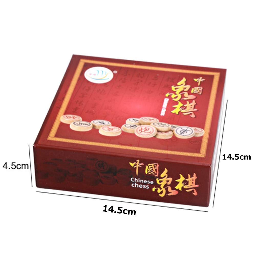 GoodPlay Beechwood Chinese Chess Set Xiangqi Travel Games Sets with Leather Chessboard in a Hard Paper Box