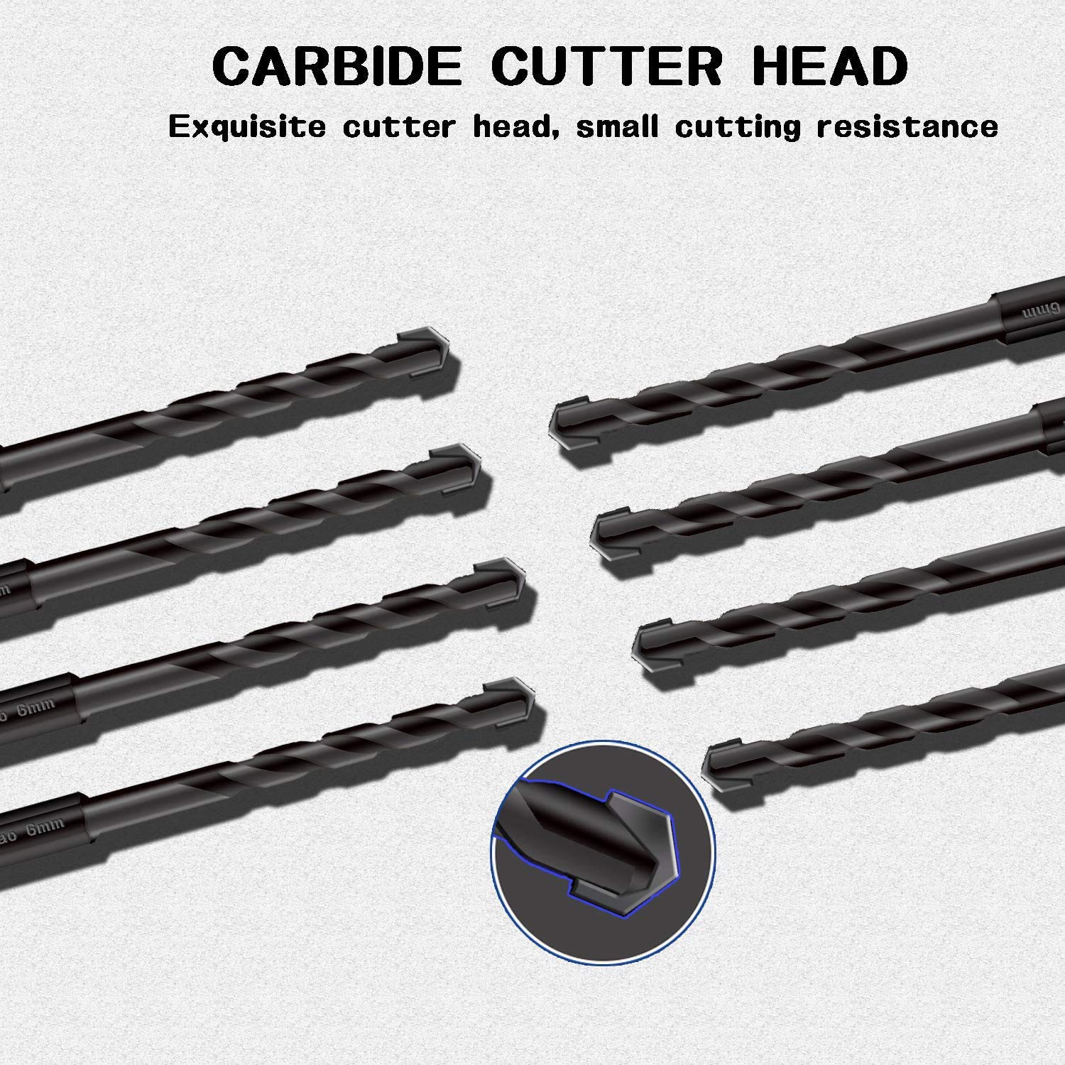 Mgtgbao 5MM Masonry Drill Bits, 8PC 3/16” Concrete Drill Bit Set for Tile,Brick, Plastic and Wood,Tungsten Carbide Tip Best for Wall Mirror and Ceramic Tile.