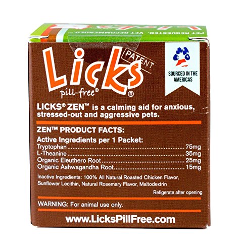 Licks Pill-Free Zen Cat Calming - Natural Calming Aid for Aggressive Behavior and Nervousness - Calming Cat Treats for Stress Relief & Cat Health - Gel Packets - 30 Use