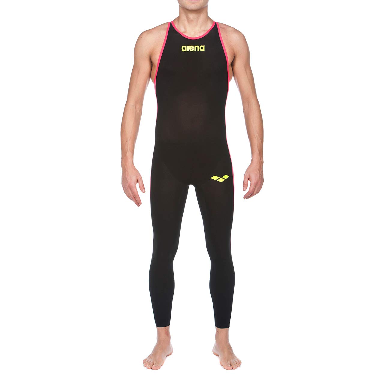 arena Powerskin R-Evo+ Open Water Closed Back Men's Racing Swimsuit, Black / Fluo Yellow, 28