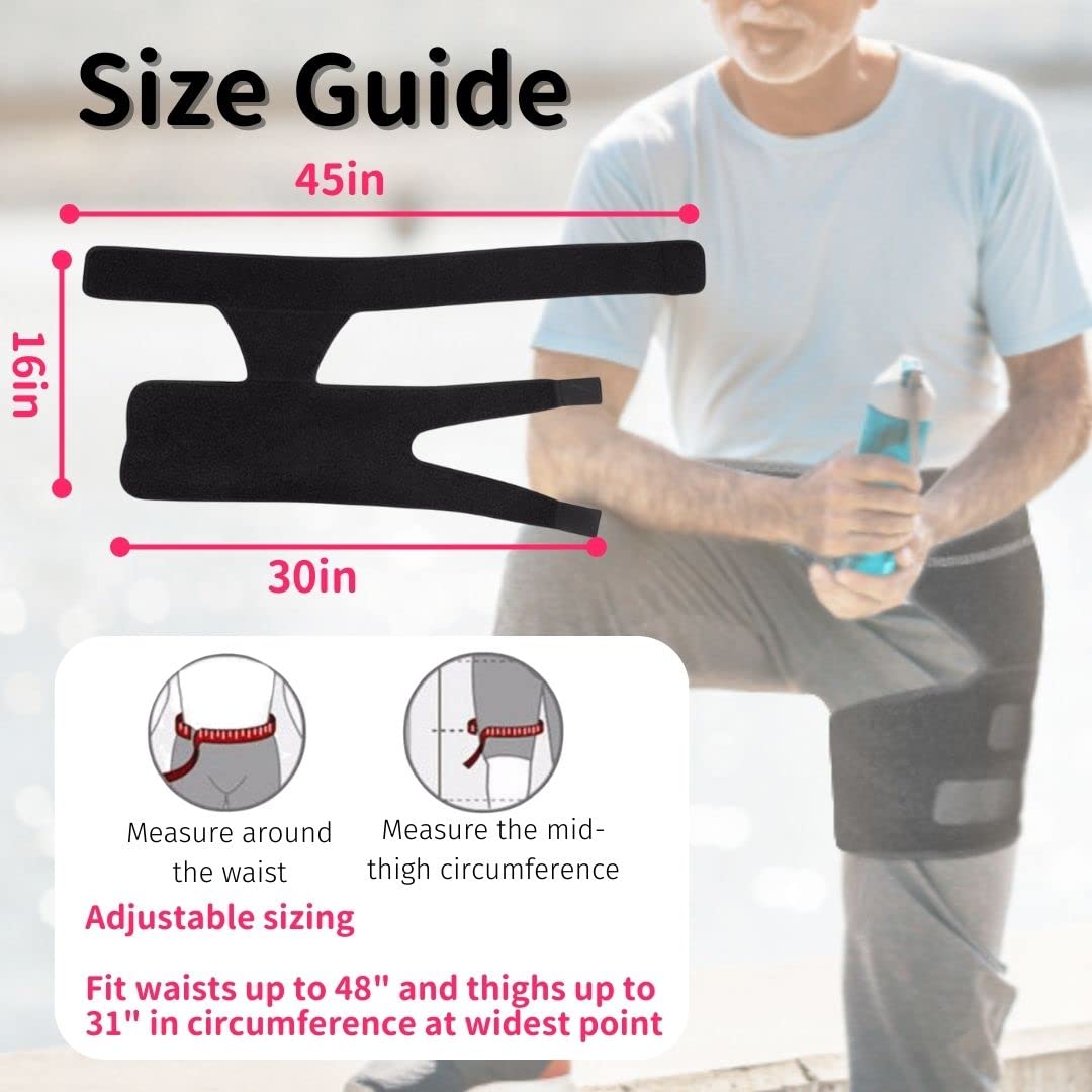 Auskang Hip Brace Adjustable Groin Support Compression Recovery Thigh Wrap,for Pulled Groin Sciatic Nerve Pain Hamstring Injury Recovery and Rehab Fits Both Legs Men & Women