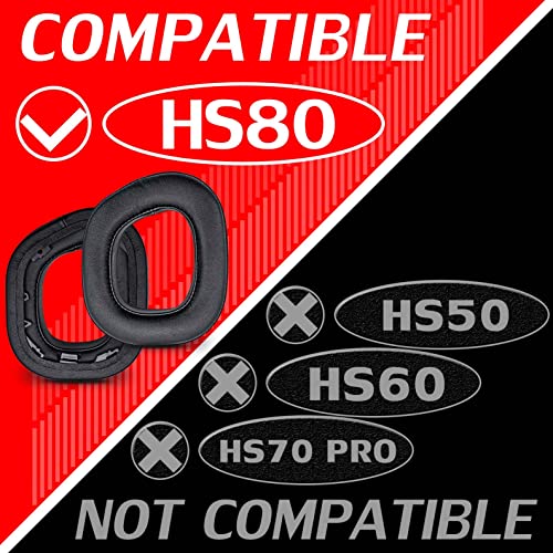 HS80 Ear Pads Compatible with HS80 Headset I Thicker Enhanced Memory Foam - More Soft Comfort Protein Leather by DIMOST
