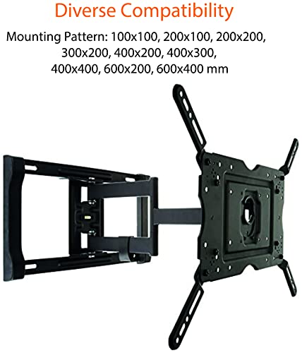 Amazon Basics Full Motion Articulating TV Wall Mount Bracket with Swivel and Tilt Features for 32 to 80" TVs and Flat Panels up to 130 Lbs, Black