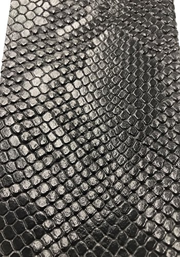 New Creations Fabric & Foam Inc, Faux Viper Snake Skin Vinyl-Faux Leather-3D Scales Fabric by The Yard, Black
