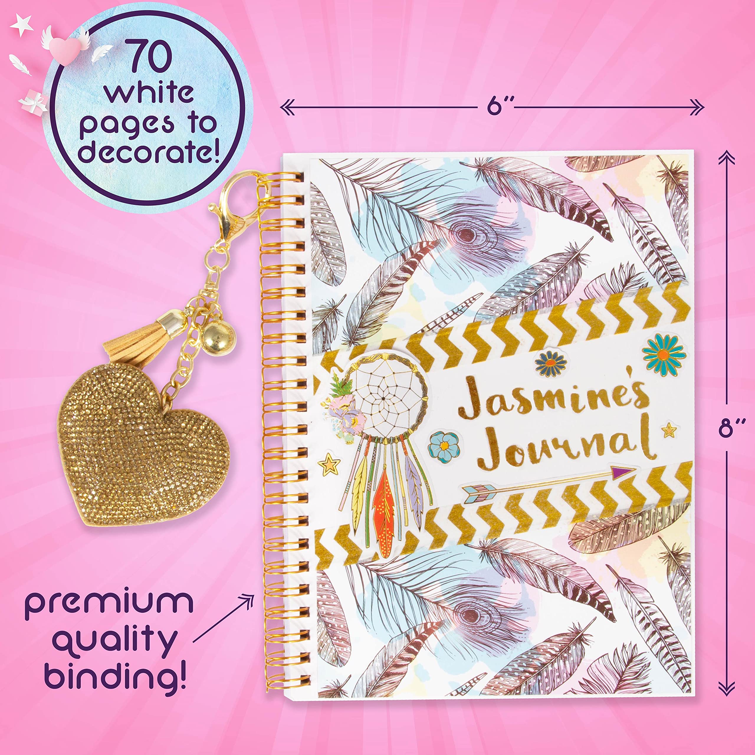Good Vibes Journal DIY Set by Craft Vibes Only β Personalized Diary - Custom Journals for Girls - Creative Writing Scrapbook Kit - Customize Your Notebook - Pen Included! - Ages 8 & Up