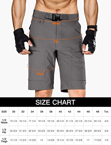 FREE SOLDIER Men's Lightweight Breathable Quick Dry Tactical Shorts Hiking Cargo Shorts Nylon Spandex(Gray 36Wx10L