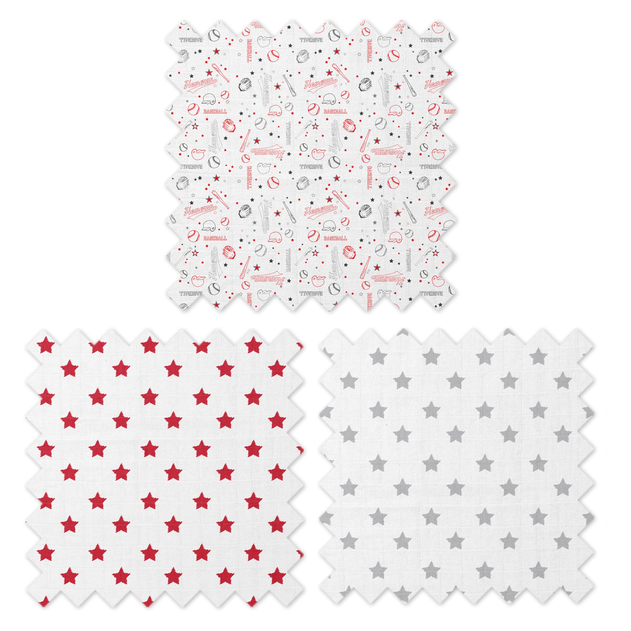 Bacati Baseball Red/Grey Muslin Quilted Changing Pad Cover