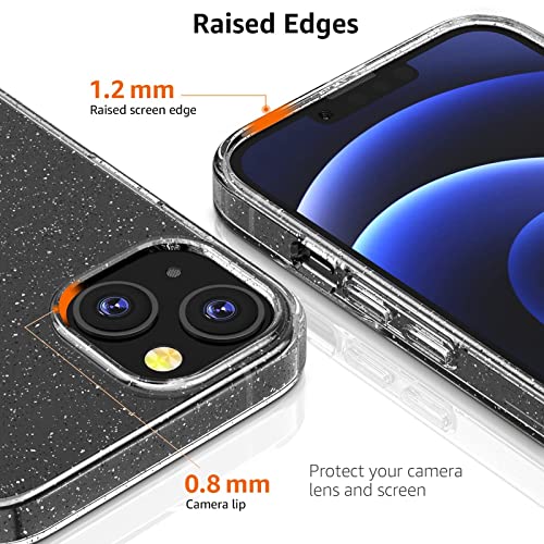 Amazon Basics Glitter Soft TPU Smartphone Cover for iPhone 13, Crystal Quartz