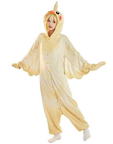 haikyuu Women Anime Cosplay Onesie Pajama Loungewear Adult Hooded Homewear Jumpsuit Kigurumi Cartoon Outfits Sleepwear (large, yellow)