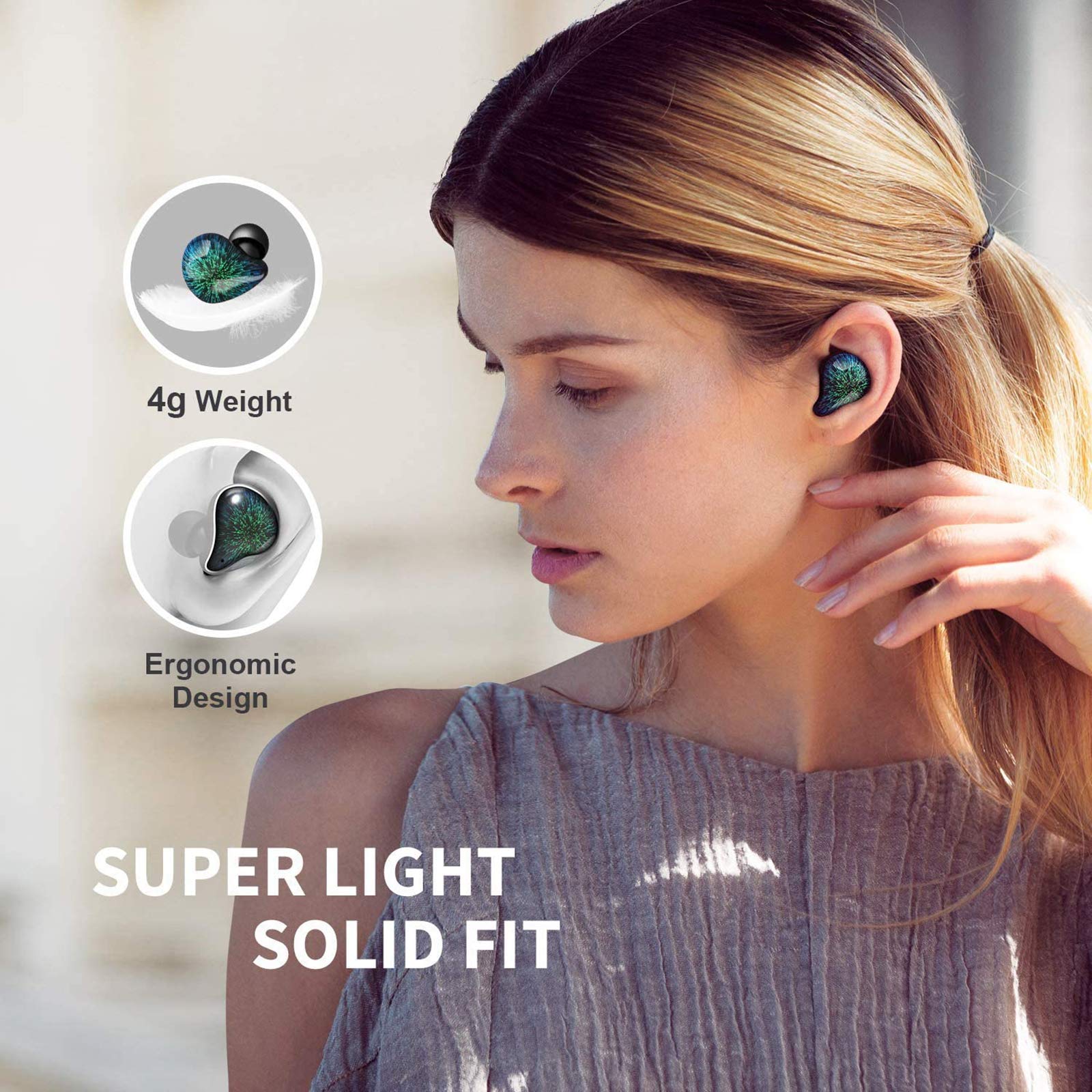 ASIMOM True Wireless Earbuds, Bluetooth V5.0, TWS Bluetooth Earphones, Auto-Pair Wireless Headphones with High Definition Mic, Stereo Sound, Smart Touch, 30 Hours Playtime