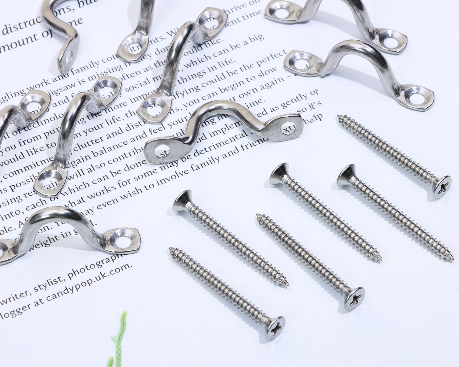 PENTA ANGEL 10PCS 1/4" 316 Stainless Steel M4 Pad Eye Deck Loops Strap with 20PCS 3.5mm Fast Installation Standard Cross Flat Head Tapping Wood Screws (M4-10PCS)