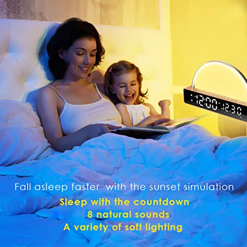 SinFoxeon Sunrise Alarm Clock, Wake Up Light with Simulation Sunrise Touch Dynamic Atmosphere Light 6 Natural Sounds 7 Color Sleep Breathing Light Suitable for Kids and Heavy Sleepers