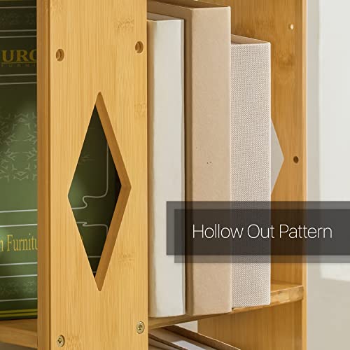 MoNiBloom Desktop Bookshelf 360 Degree Rotating 2 Tier Bookcase Bamboo Storage Organizer Shelves for Dormitory Living Room Children's Student, Natural