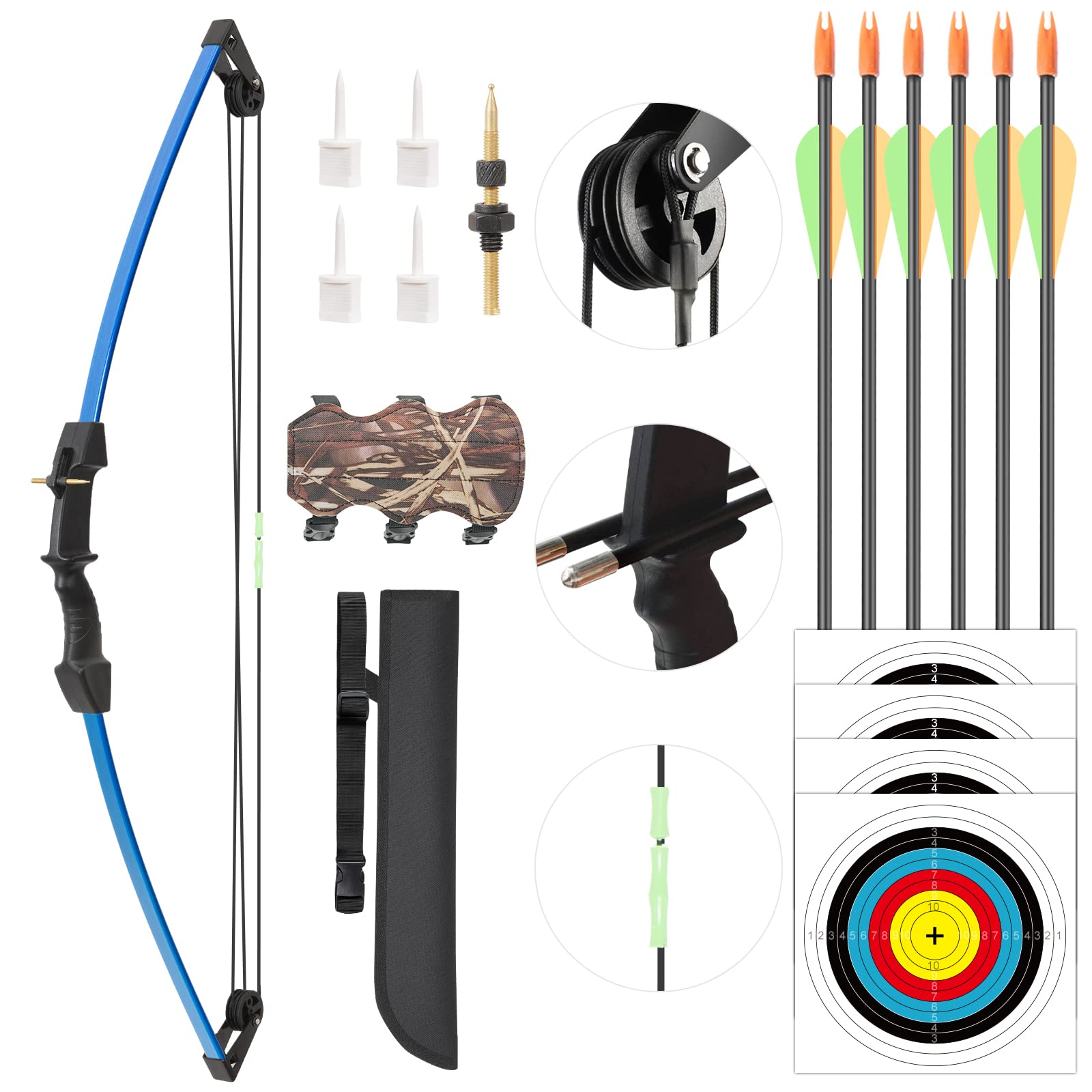ASDW Archery Kids Bow Set Compound Youth Gift Bow Sports Hunting Set Outdoor Practice Target Kids Bow Right and Left Hand Bow Set Birthday Gift Bow