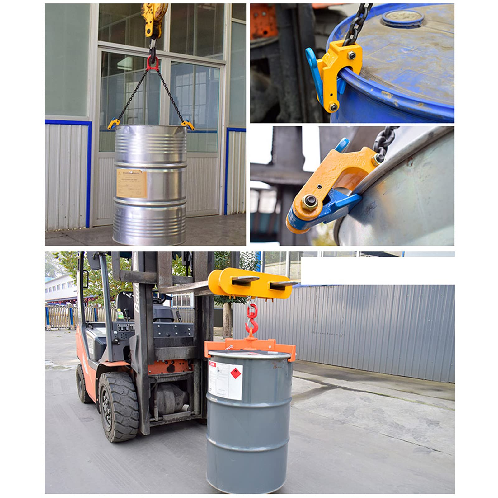 Futchoy 1 Ton Bucket Elevator Chain Lifter Drum Forklift Warehouse Rigging Carbon Steel for Extra Attachment Options Forklift, Crane, Jib Boom, Chain Lifter