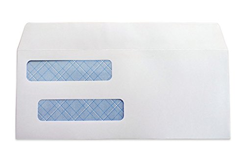 Self Seal Double Window Security Envelopes (#8 - Box of 500), for Quickbooks Checks (3 5/8" x 8 11/16")