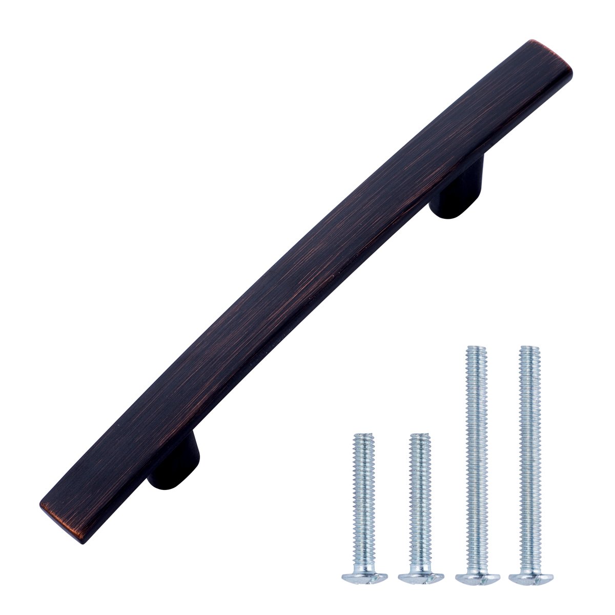 Amazon Basics Modern Curved Cabinet Handle, 5.25-inch Length (3-inch Hole Center), Flat Black, 10-Pack