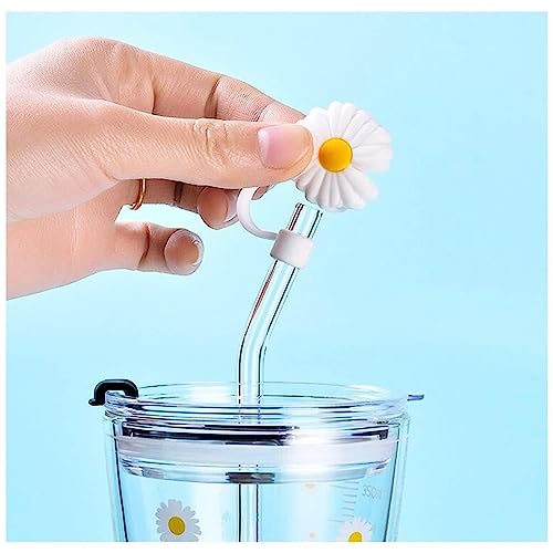 Flower Straw Cover Cap for Stanley Cup Silicone Straw Topper Compatible with 30&40 Oz Tumbler with Handle,Straw Tip Covers 10mm 0.4in for Straw Tip Covers (8Pcs Straw Cover)