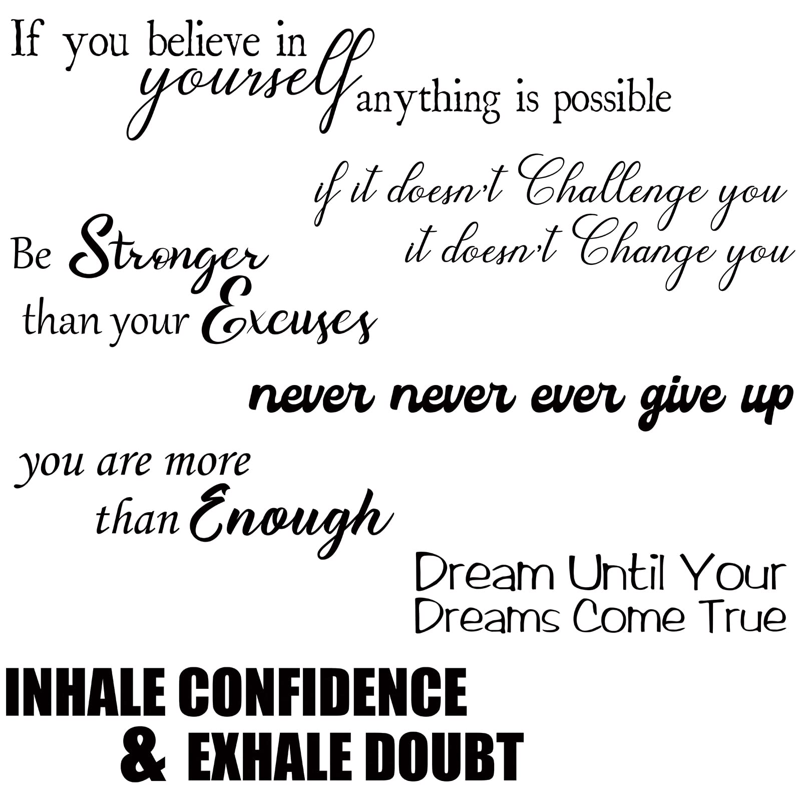 Inspirational Wall Decals Vinyl Wall Quotes Stickers Motivational Wall Decals Peel and Stick Positive Affirmation Decals for Kids Teens Bedroom Living Room Office Bathroom Wall Decor
