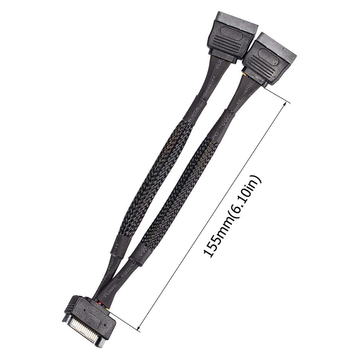 Zheino SATA Power Splitter Cable (2 Pack) SSD Power Cable HDD Power Cable Hard Drive Power Cable 6-Inch/15cm SATA 15 Pin Male to 2xSATA 15 Pin Female Power Y-Splitter Extension Cable