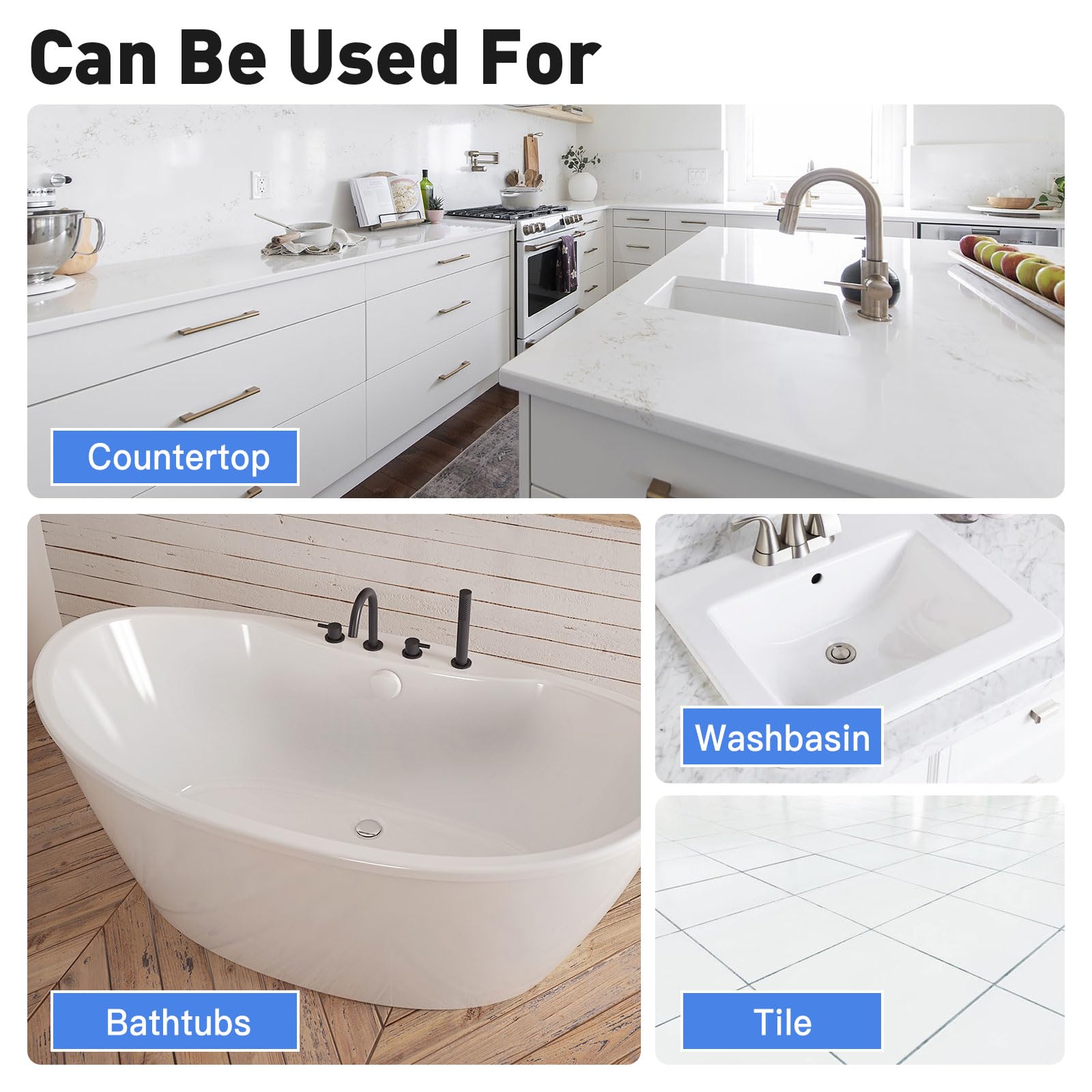 DWIL Tile Paint, Tub and Tile Refinishing Kit with Tools, Tub Refinishing Kit White Bathtub Paint Water Based &Low Odor, Easy to Use Sink Paint for Bathroom Kitchen, Semi-Gloss White, 25-30sq.ft