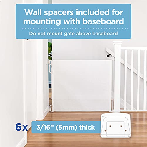 Perma Child Safety Indoor/Outdoor Retractable Baby Gate 33" Tall, Extends to 71" Wide, White