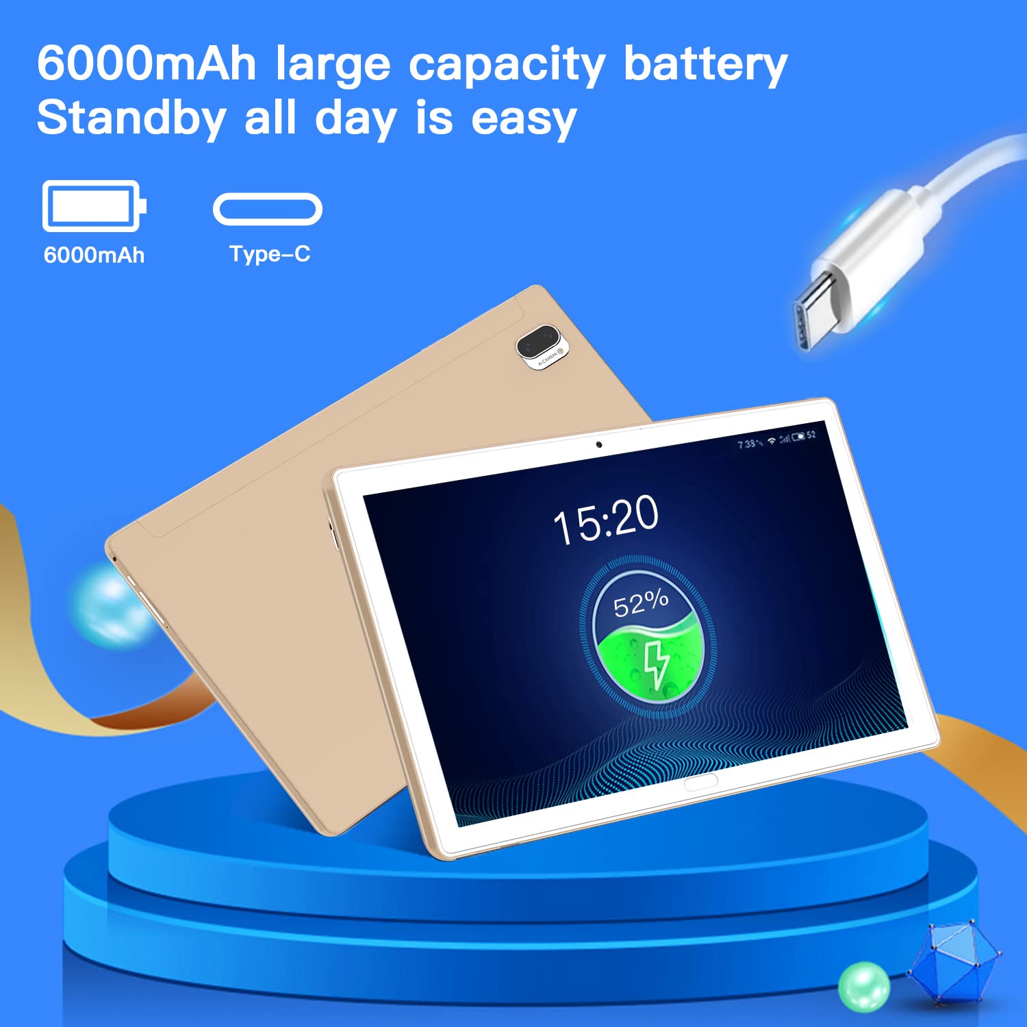 AOYODKG Android 11 Tablet 10 inch Built-in Camera with WiFi,Phablet 64GB Storage with 256GB Expand,IPS HD Touch Screen,2 in 1 Tablet with Keyboard,Gaming Tablet