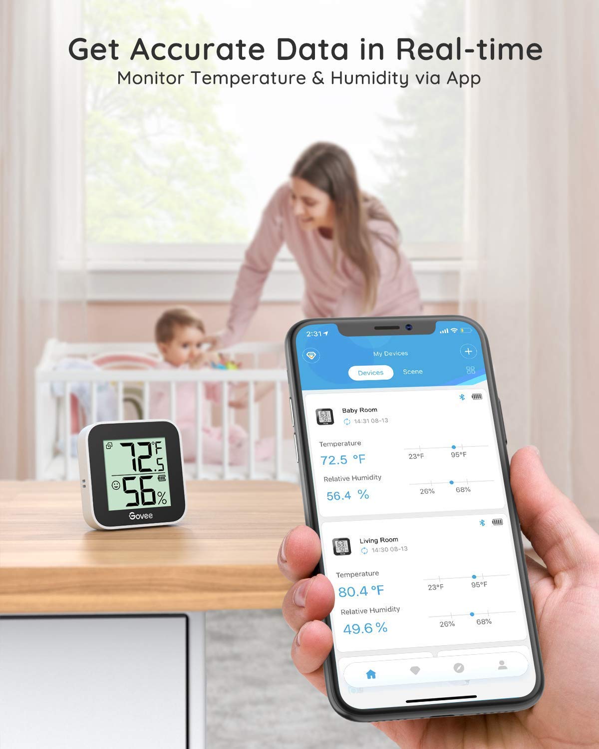 Govee Hygrometer Thermometer H5075 Bundle with Govee Temperature Humidity Monitor 2-Pack