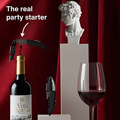 Vintorio Professional Waiters Corkscrew - Wine Key with Ergonomic Rubber Grip, Beer Bottle Opener and Foil Cutter (1 Pack)