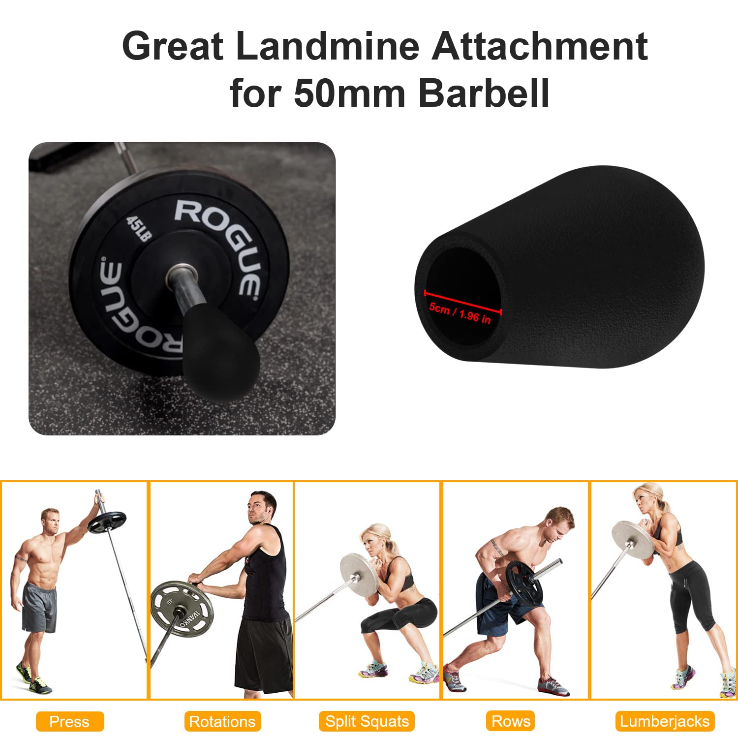 BoomBa 2PCS EVA Exercise Landmine Attachment for Barbell - Presses, Rows, Rotation, Split Squats, Lumberjacks and More Jack Pad