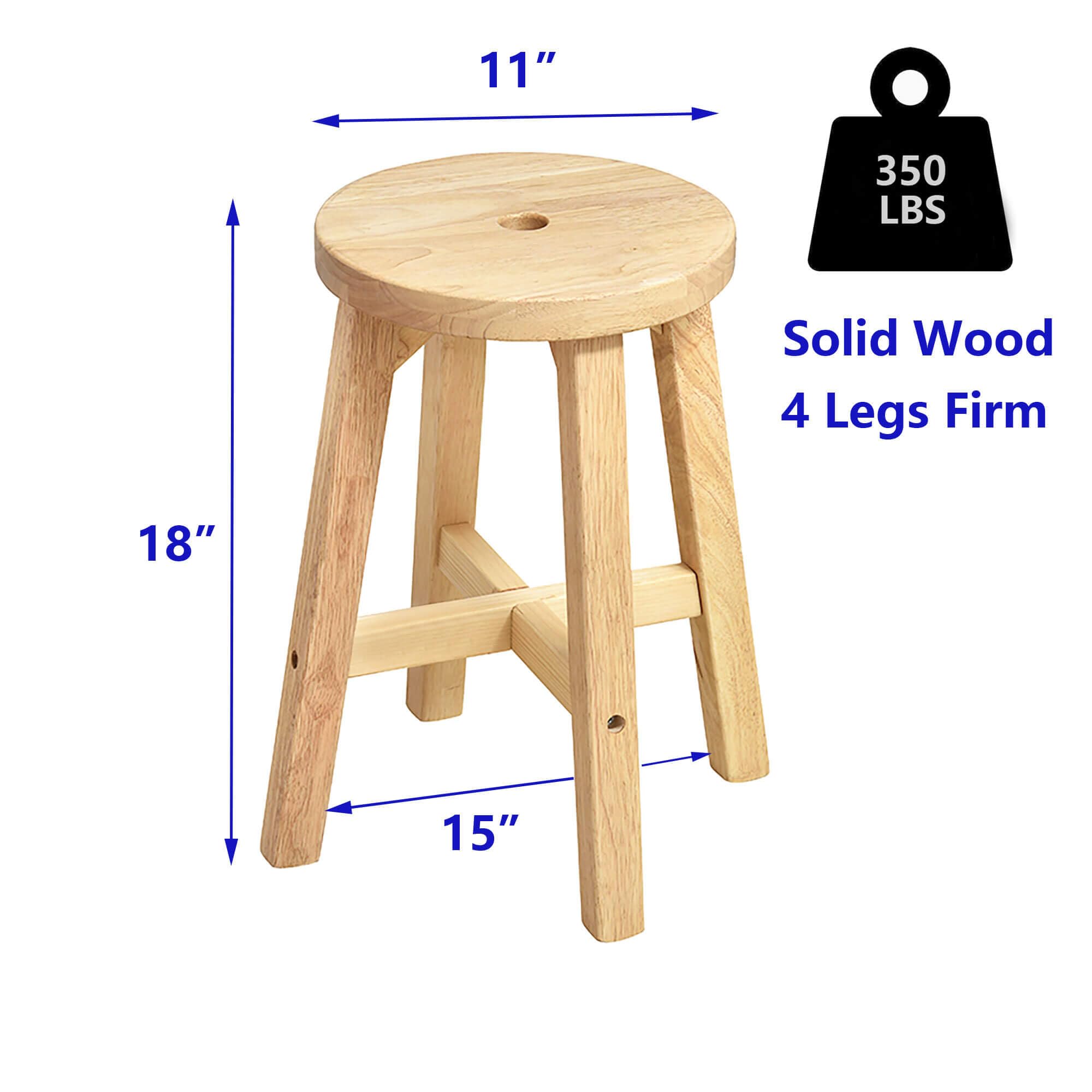 Lestar Round Wooden Stool,Solid Wood Stools,18 Inch Height Solid Wood Plant Stool,Small Wooden Stool for Bedroom Living Room