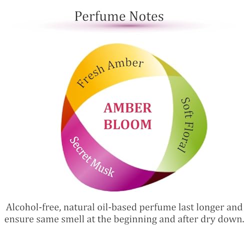 Zoha Amber Bloom Oil Perfume for Women & Men, Roll On Perfume Oil and Amber Perfume Spray, Alcohol Free Skin Moisturizing Amber Oil Perfume