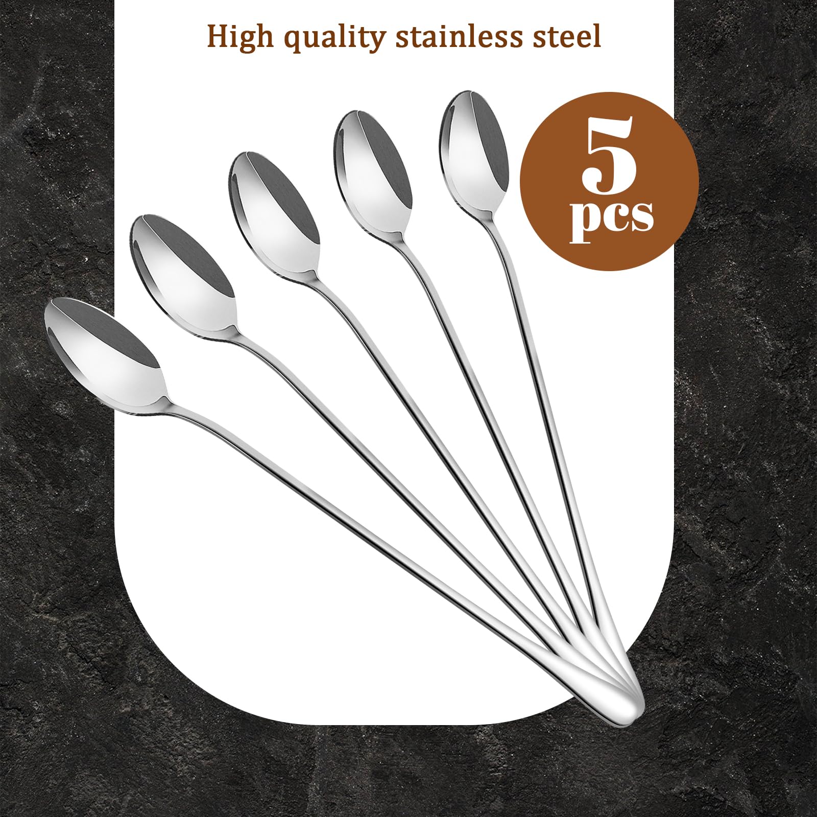 LOVEINUSA Long Handle Spoon, Coffee Stirrers 9-inch Ice Tea Spoon Stainless Steel Iced Teaspoon for Mixing Cocktail Stirring Milkshake Coffee Bar, 2 PCS