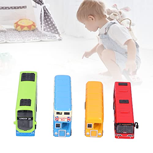 AOZU Kids Bus Model, Safe Materials Cartoon Graffiti Spray Paint Bus Toy Set for Kids((Group C Bus Set 4 Piece Set))