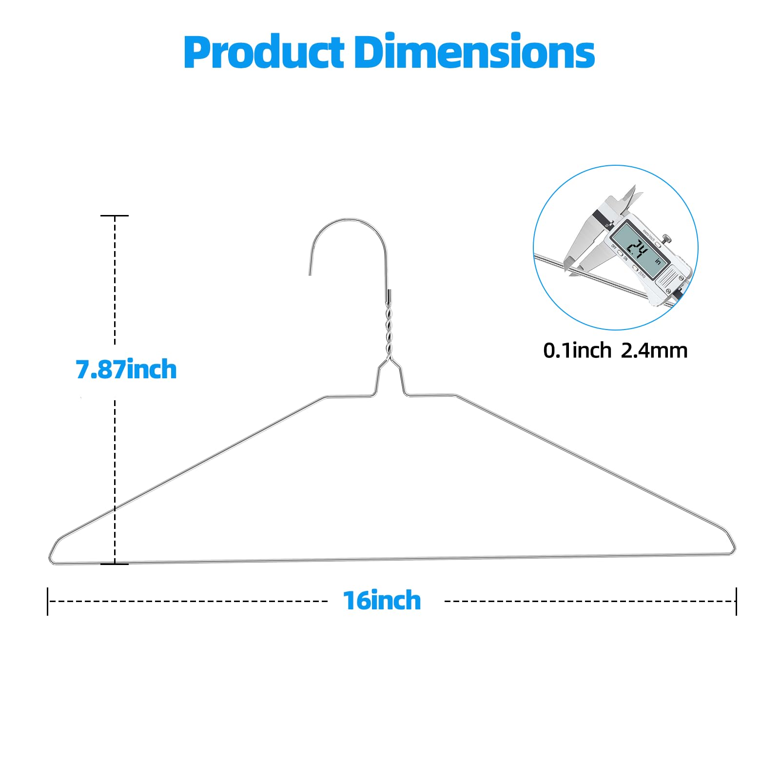 Metal Wire Hangers 100 Pack, Clothes Hangers for Coats, Space Saving Metal Hangers for Standard Size Shirts,Suits, Pants, Skirts-Silver, Ultra Thin Space Saving Metal Hangers 16in