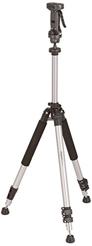 Amazon Basics Pistol Grip Camera Travel Tripod With Bag - 34.4 - 72.6 Inches, Silver and Black