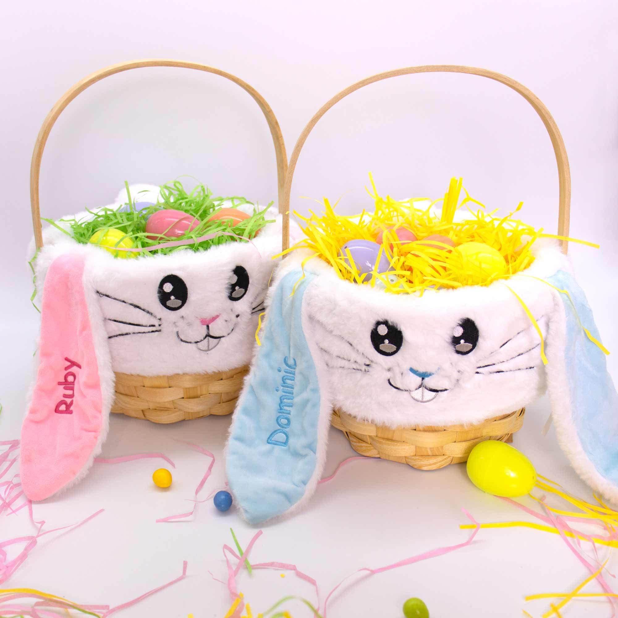 Personalized Bunny Face Easter Basket (Pink)