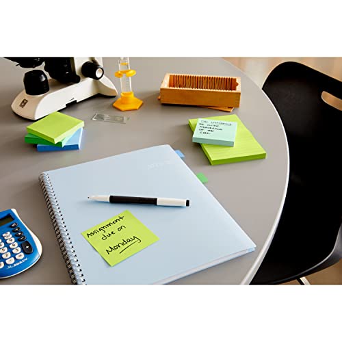 Post-it Super Sticky Recycled Notes, 3x3 in, 5 Pads, 2x the Sticking Power, Poptimistic, Bright Colors, 30% Recycled Paper (654-5SST)