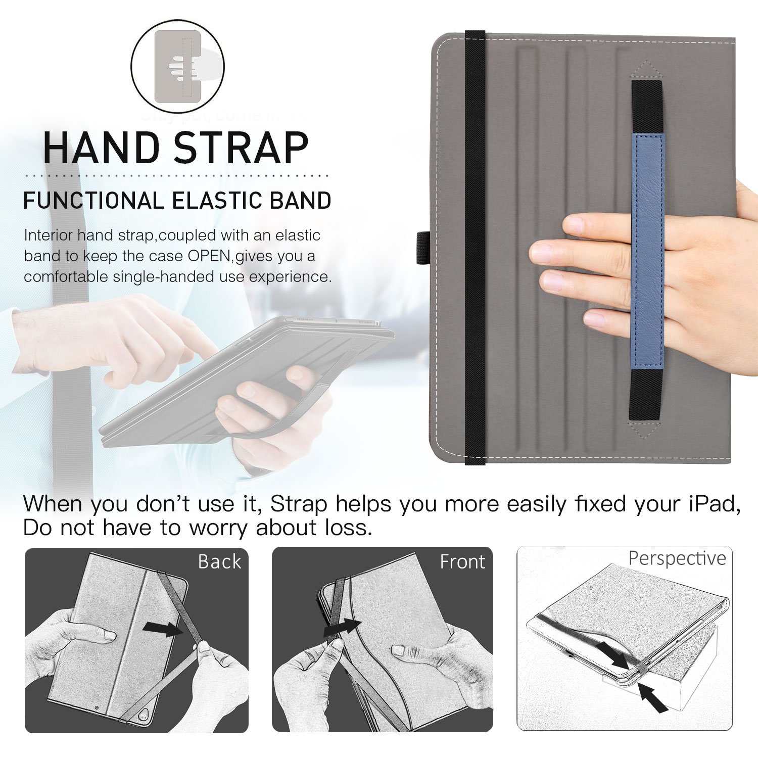 ZtotopCases for iPad Air 3rd Generation 2019/iPad Pro 10.5 Inch 2017, Premium PU Leather Business Folding Stand Folio Cover with Auto Wake/Sleep, Multiple Viewing Angles for iPad Air 3 Gen, Navy Blue