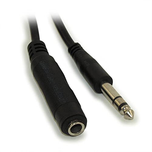 MyCableMart 50ft 1/4" Stereo Extension Cable, Male to Female, 28AWG, Nickel Plated